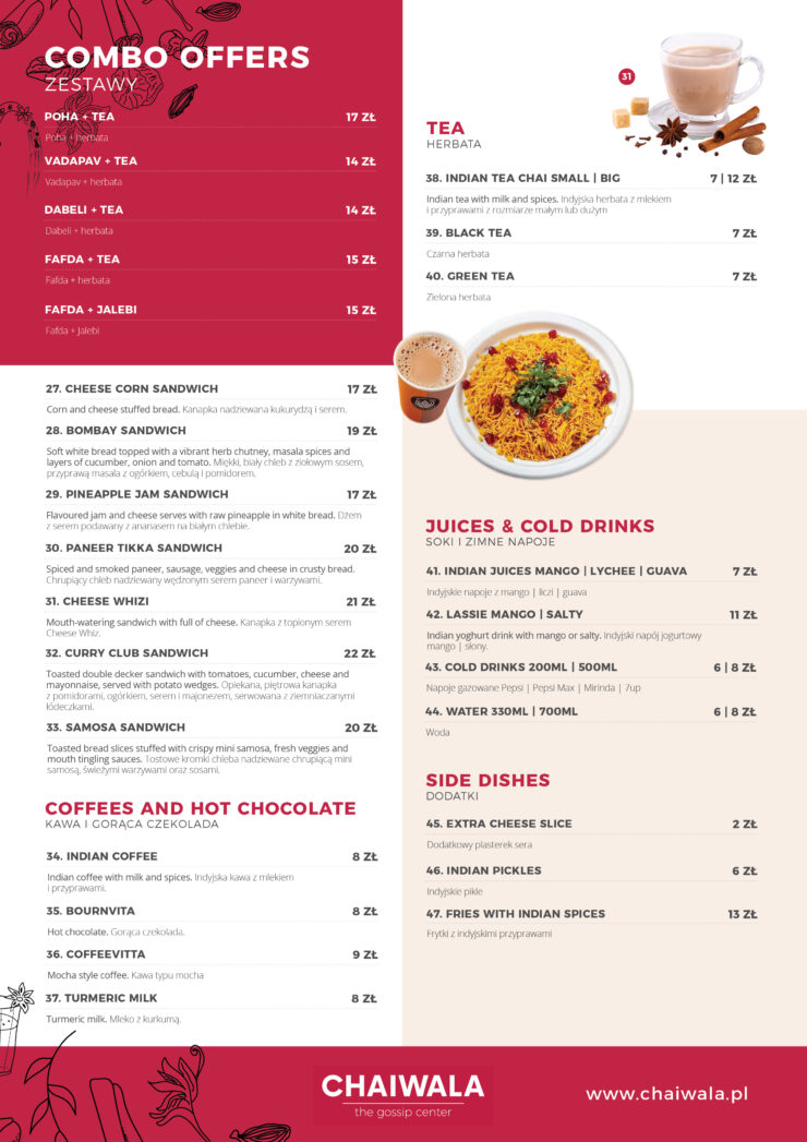 Zobacz menu - Chaiwala Kawiarnia Indyjska Warszawa | Indian Street Food